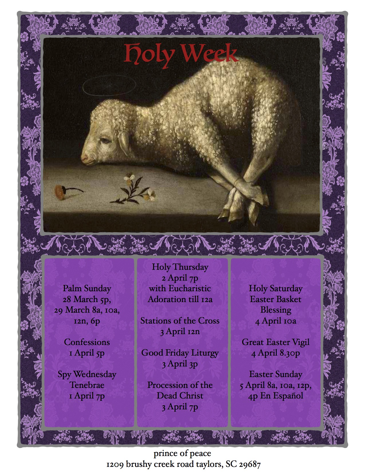 Holy Week 29 March - 4 April - Prince of Peace Catholic Church & School