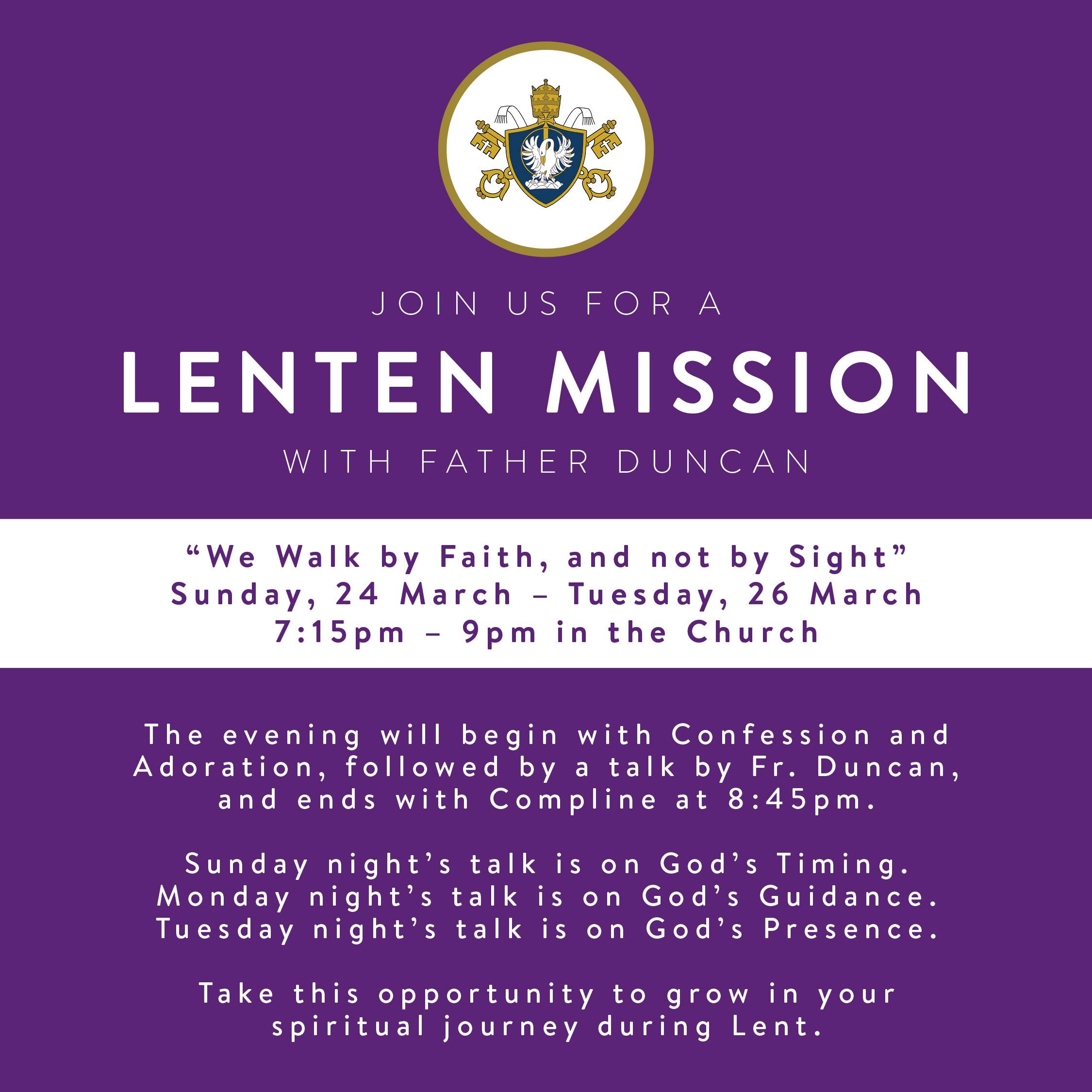 Lenten Mission with Fr. Duncan - Prince of Peace Catholic Church & School